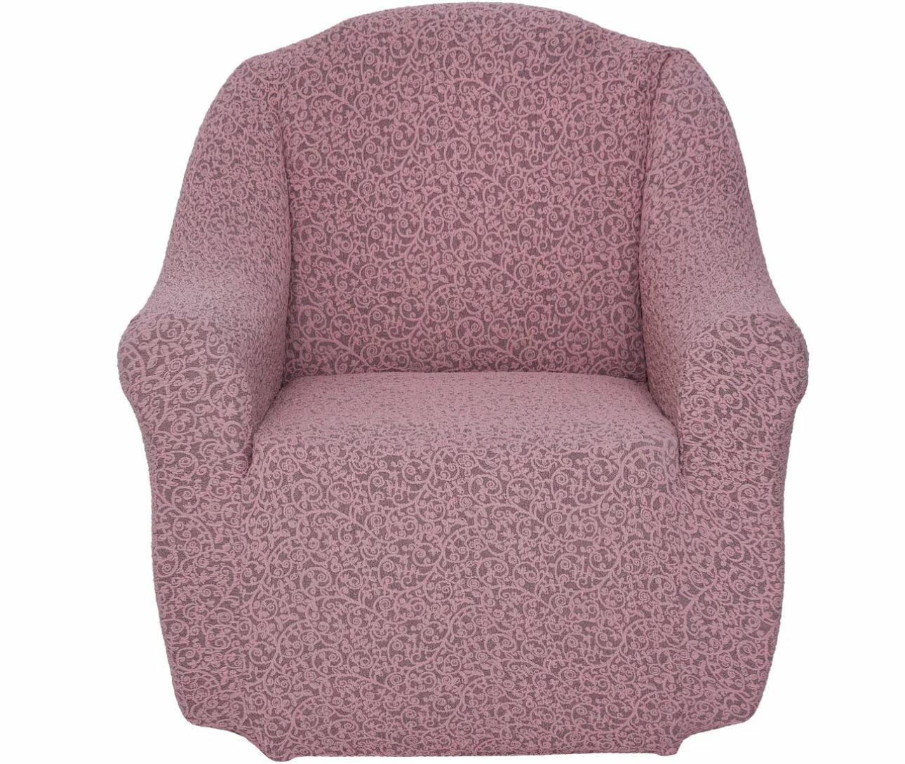 Чехол на кресло без оборки с подлокотниками Venera, Жаккардовый чехол на кресло без юбки с подлокотниками, Накидка на кресло