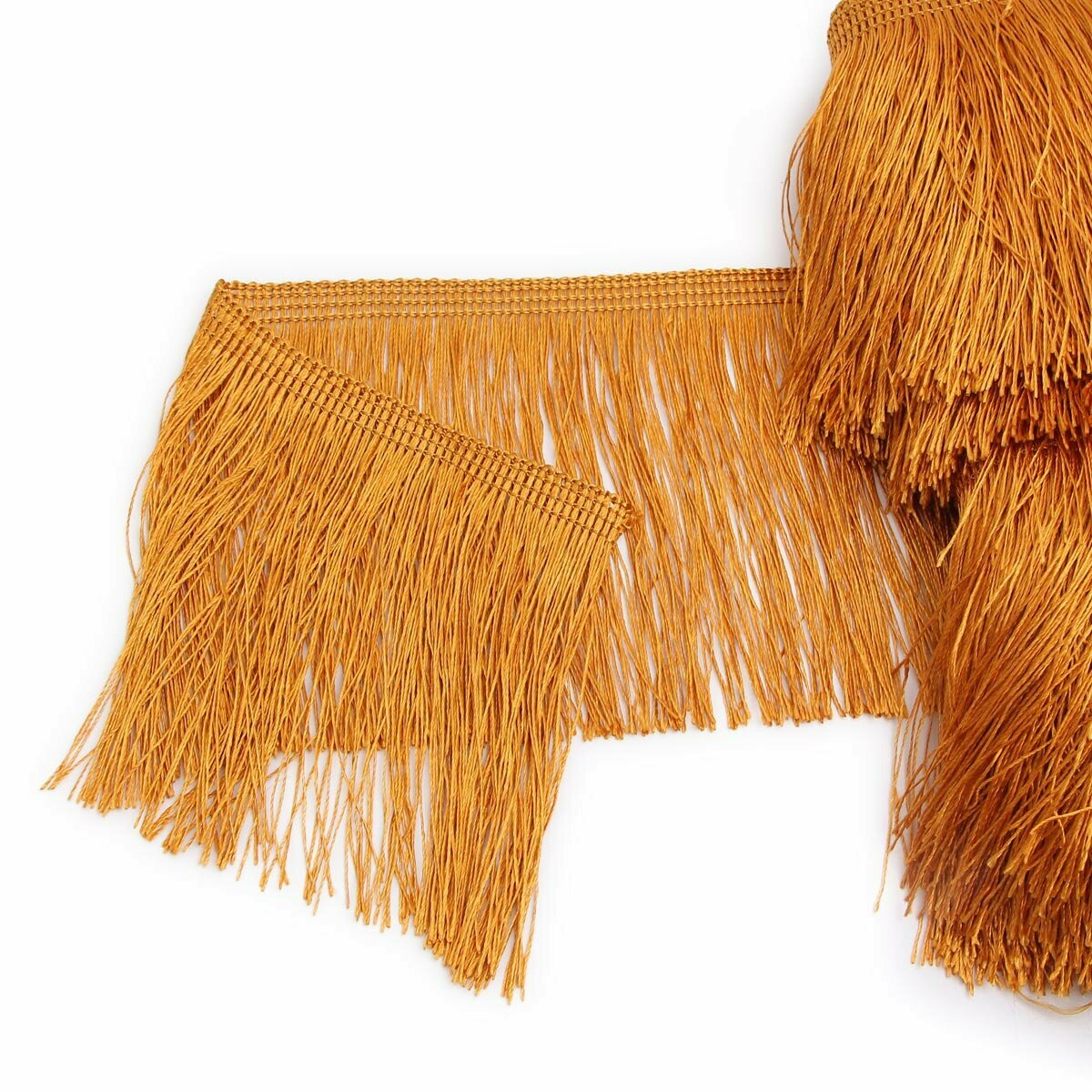 Бахрома для штор, текстиля, шитья, 12 см*25 м, нитяная, золотая медь, Айрис