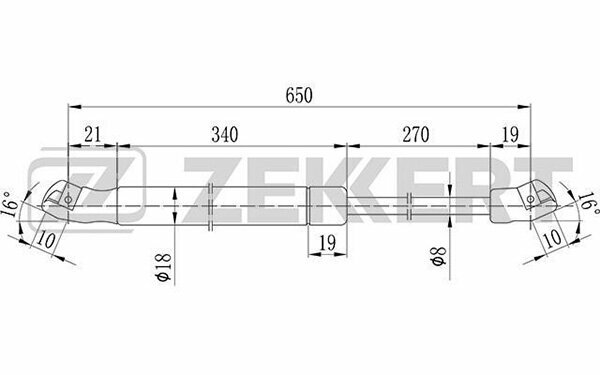 Амортизатор капота Opel Signum 03-, Vectra C 02-, Vectra C GTS 02- Zekkert