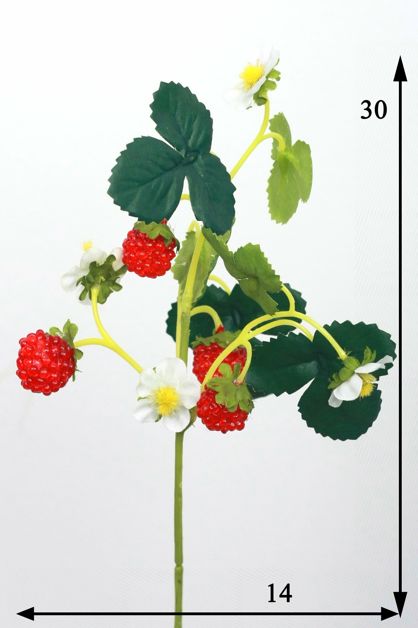 Искусственная малина Holodilova К-00-88, для декора, красный, зеленый, 30см