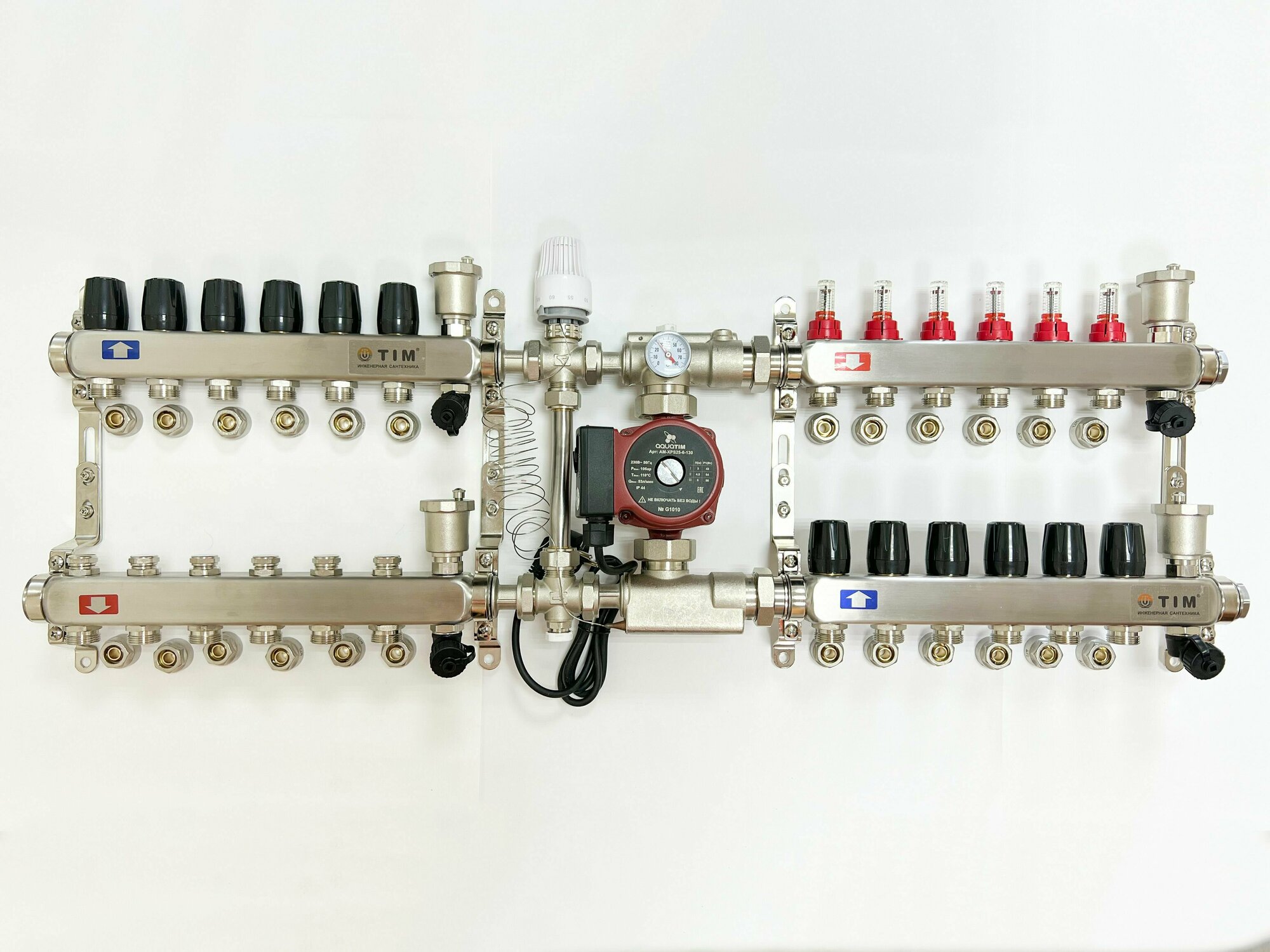 Комплект для подключения тёплого водяного пола (до 80 м2) на 6 выходов и радиаторов отопления 6 штук