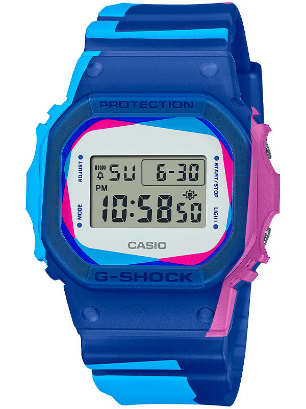 Наручные часы CASIO G-Shock, голубой, белый, фиолетовый — фото 1