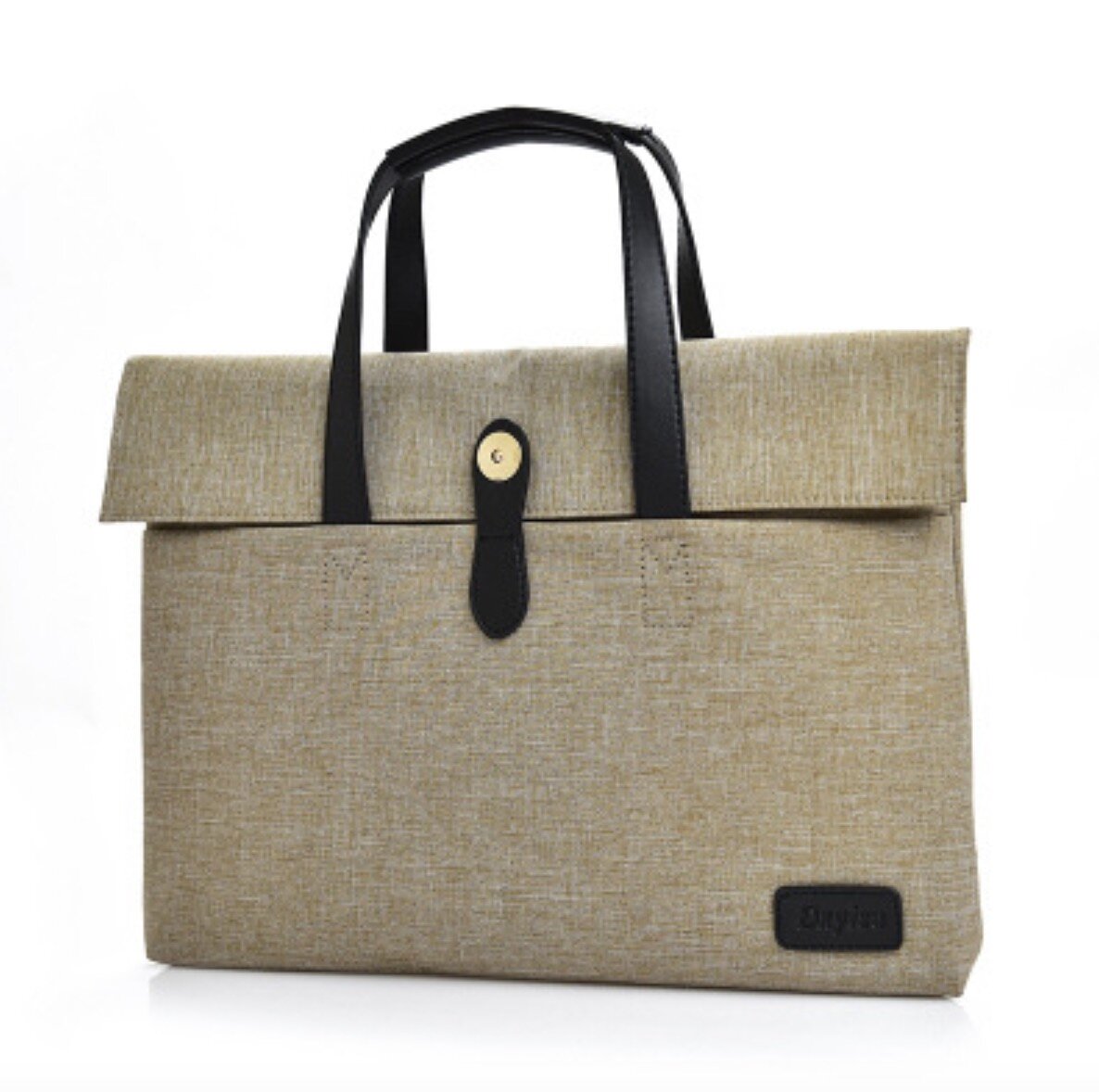 Сумка-планшет MyPads M141-016 из качественной импортной нейлоновой непромокаемой ткани для ноутбука 15.6/ 16 дюймов с ручками из натуральной кожи красивый современный молодежный дизайн мужская женская бежевого цвета