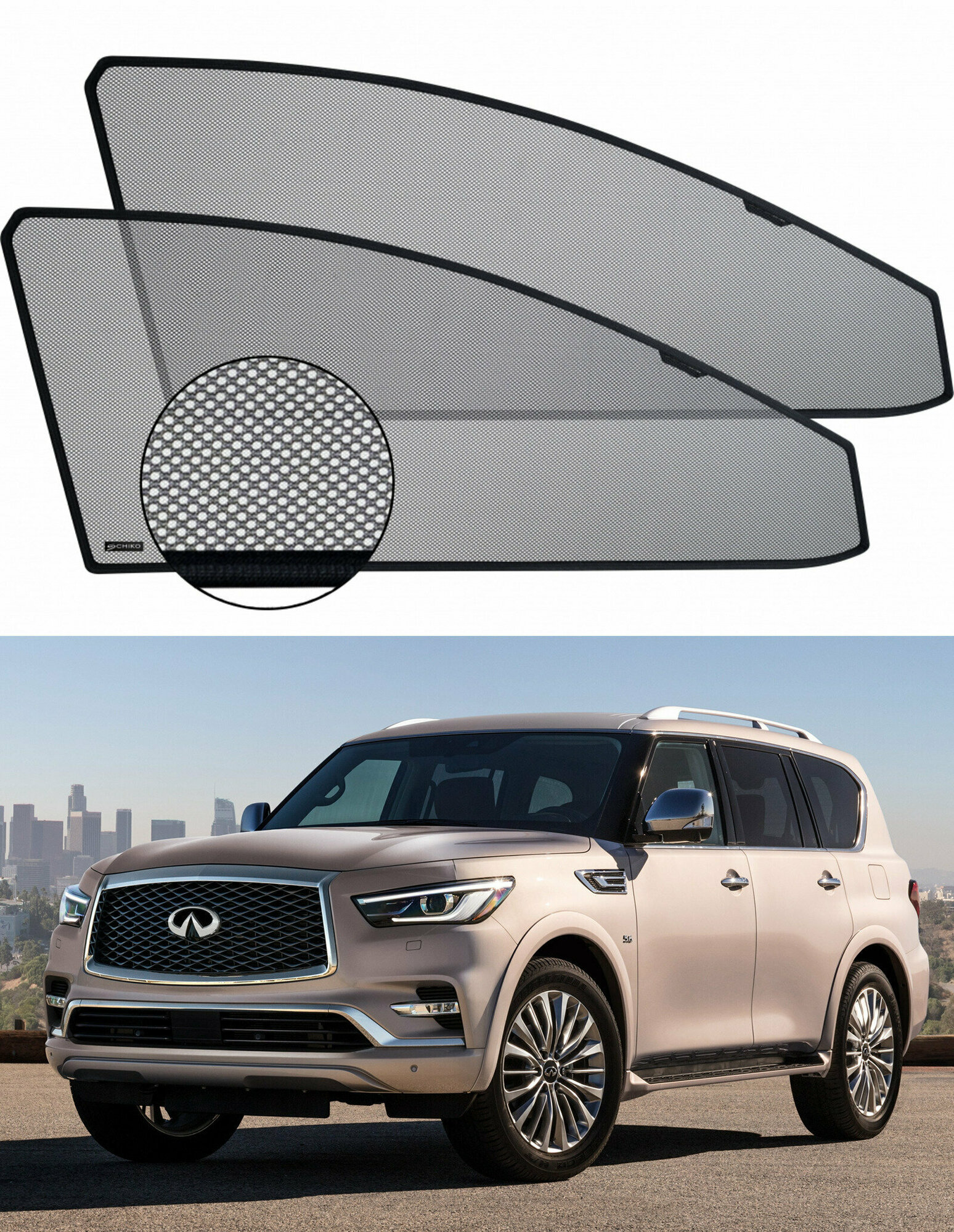 Солнцезащитный экран шторки на автомобиль Infiniti Инфинити (QX80 Z62 2013-н. в.)