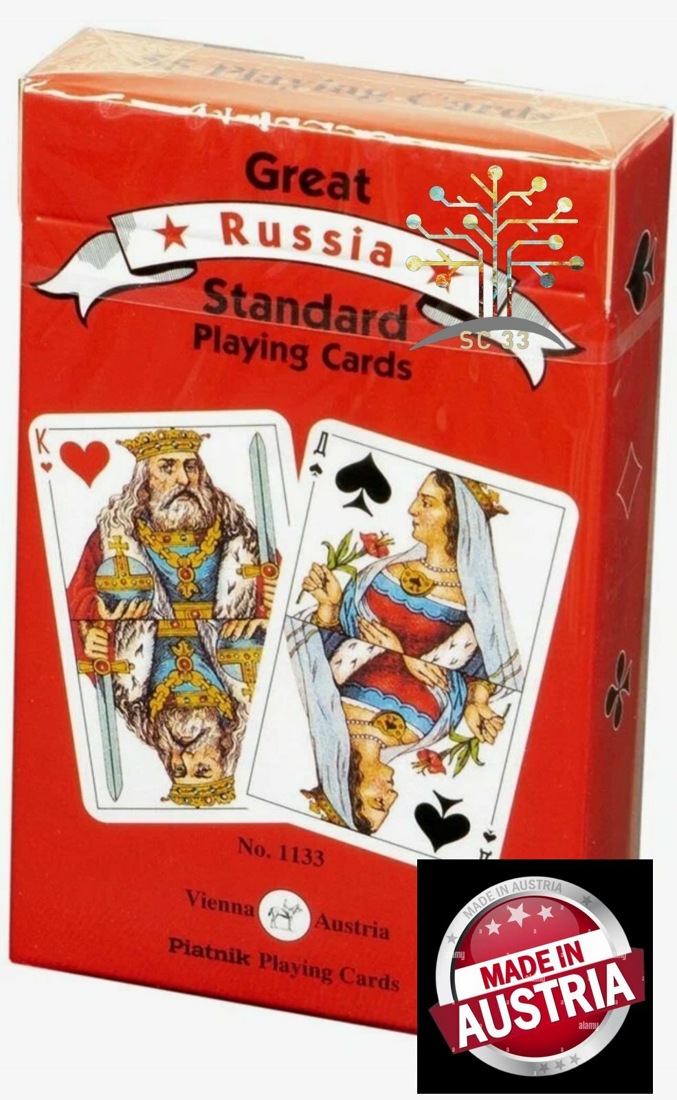 Игральные карты "Русский Стандарт" Piatnik 55 листов производства Австрия 55шт в колоде красная рубашка