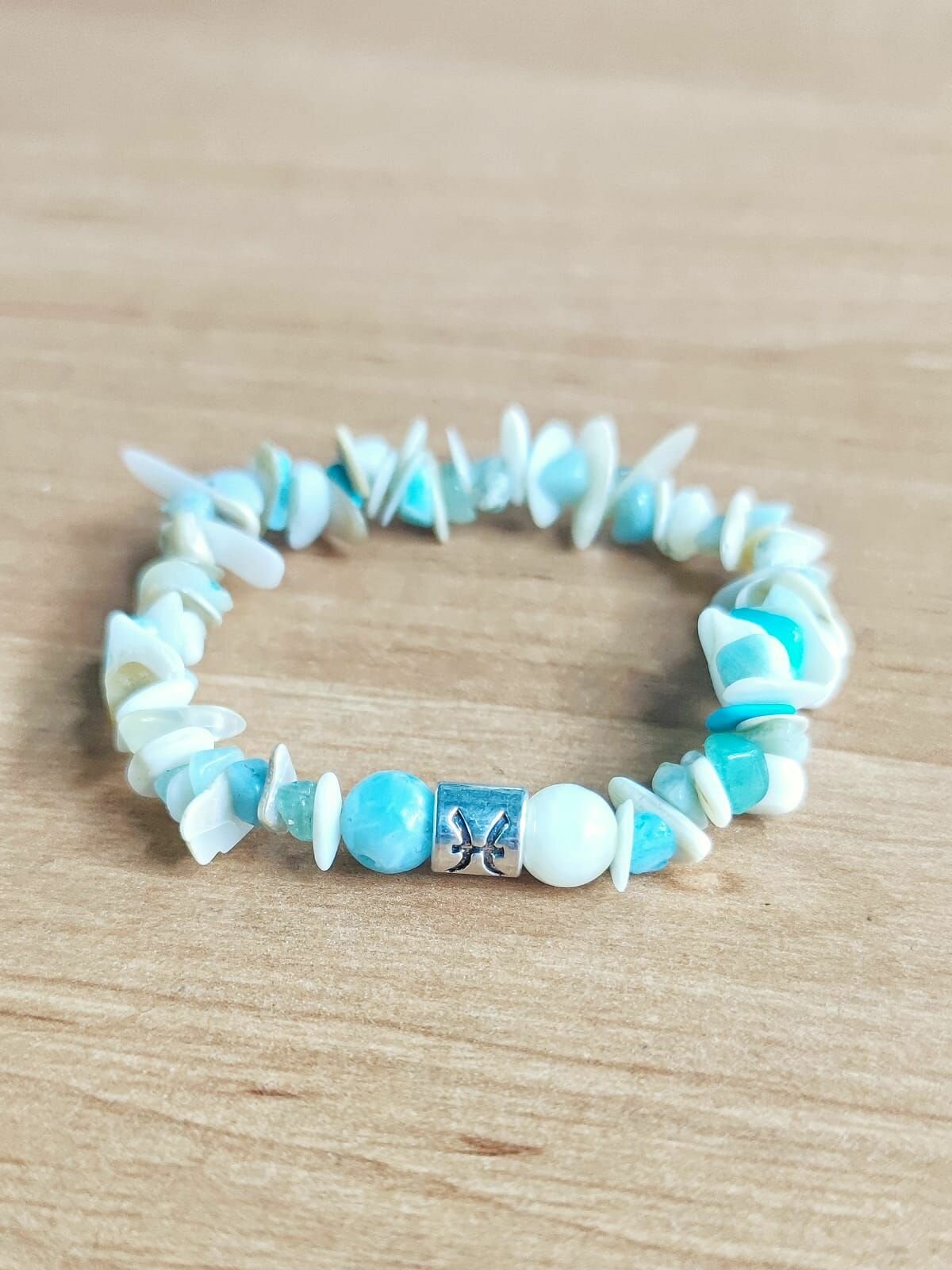 Браслет, амазонит, перламутр