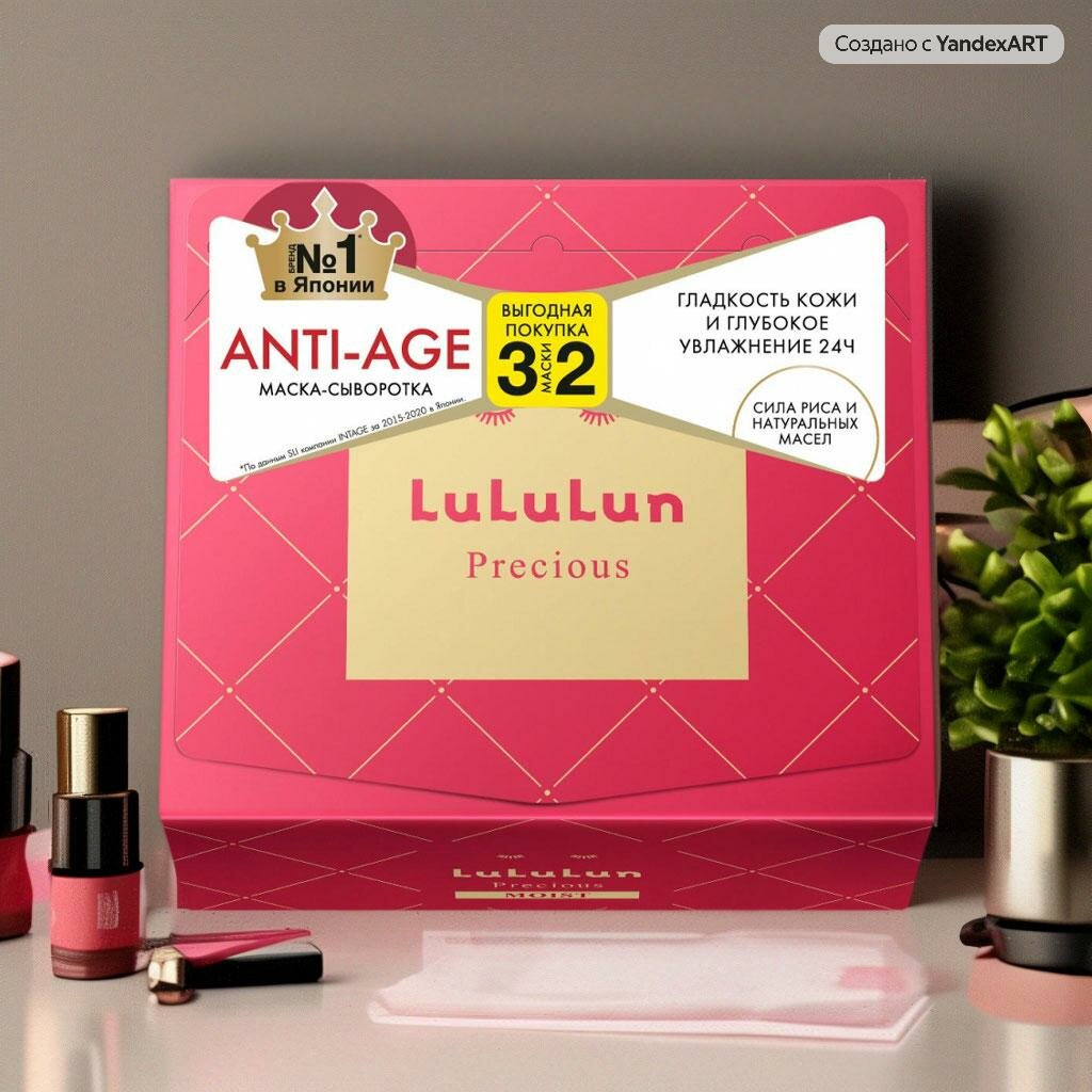 Lululun Тканевая Маска для лица Антивозрастная "Интенсивное Увлажнение Сухой Кожи" Face Mask Precious Moist Red 32шт