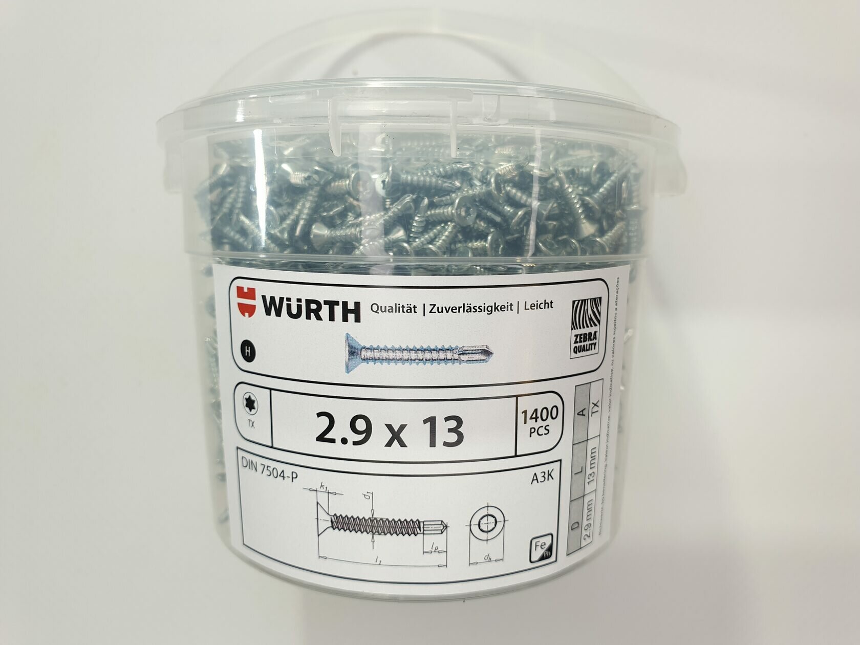 Саморез по металлу DIN 7504-P 2.9x13 (1400 pcs) WURTH, Германия