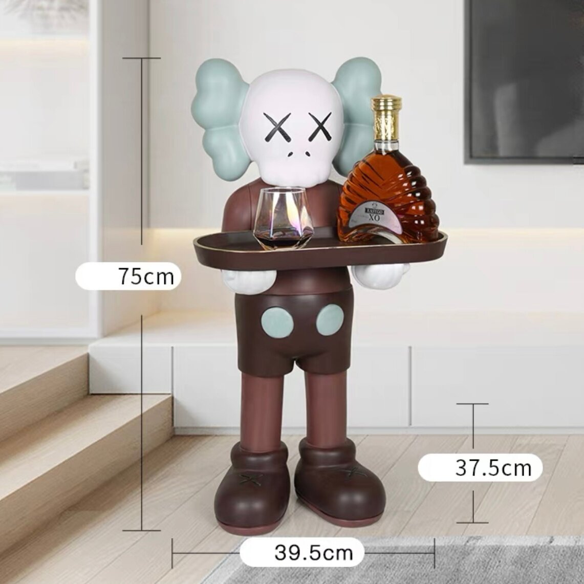 Кофейный столик в виде декоративной статуэтки KAWS (коричневый средний 39.5*37.5*75 см)