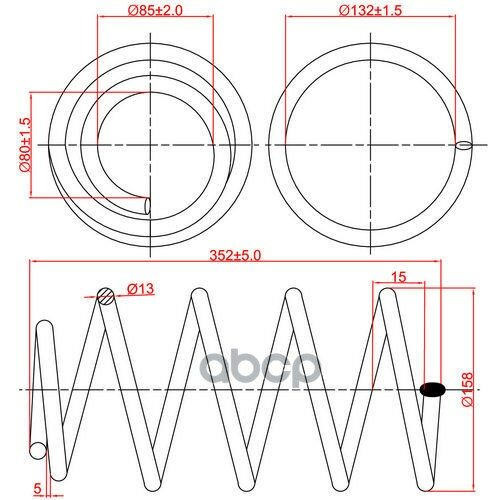 Пружина подвески передней FORD FOCUS II, L352-D158-T13 ZIKMAR Z48092R Zikmar арт. Z48092R