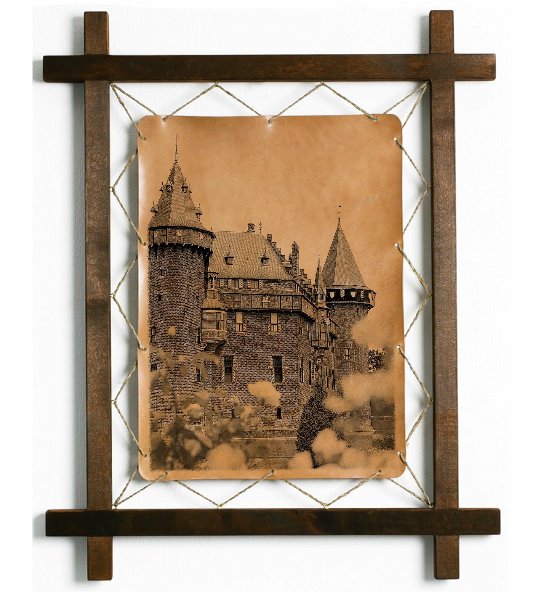 Картина интерьерная из кожи "Замок Де Хаар, Утрехт", BoomGift