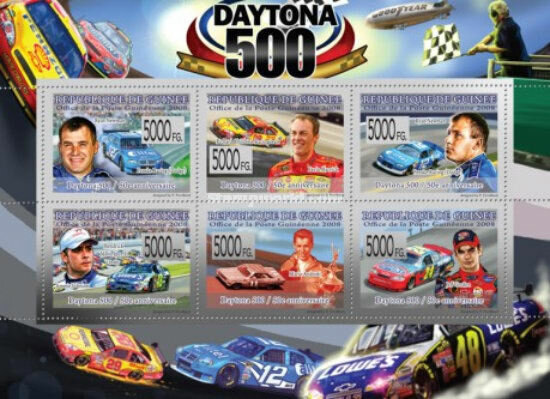 Почтовые марки Гвинея 2008г. "Daytona 500 - Раллийные Автомобили" Гонки, Спорт, Автомобили MNH