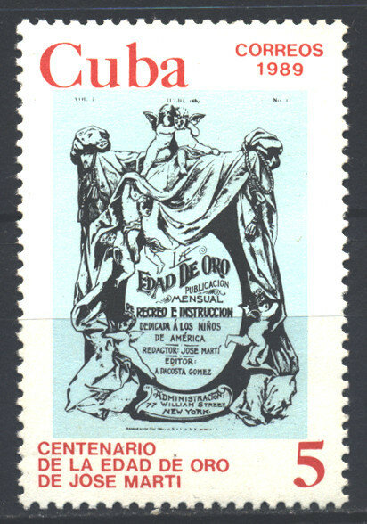 Почтовые марки Куба 1989г. "100-летие Золотого века - Детский журнал, составленный Хосе Марти" Памятники, Хосе Марти, Литература MNH
