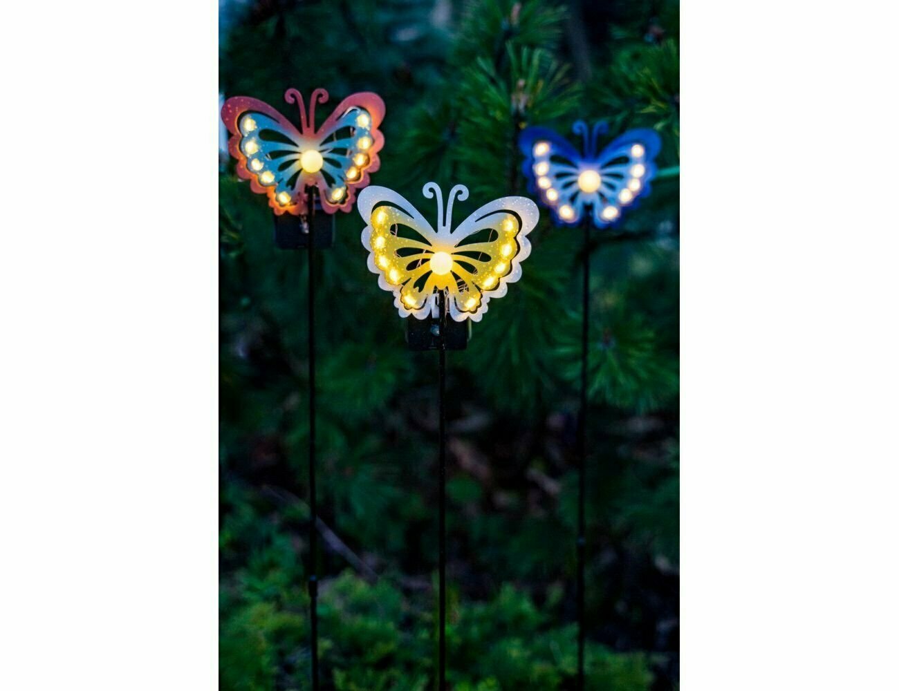 Садовый светильник Solar FAIRY BUTTERFLY на солнечной батарее, желтый, 11 тёплых белых микро LED-огней, 75 см, Kaemingk (Lumineo)