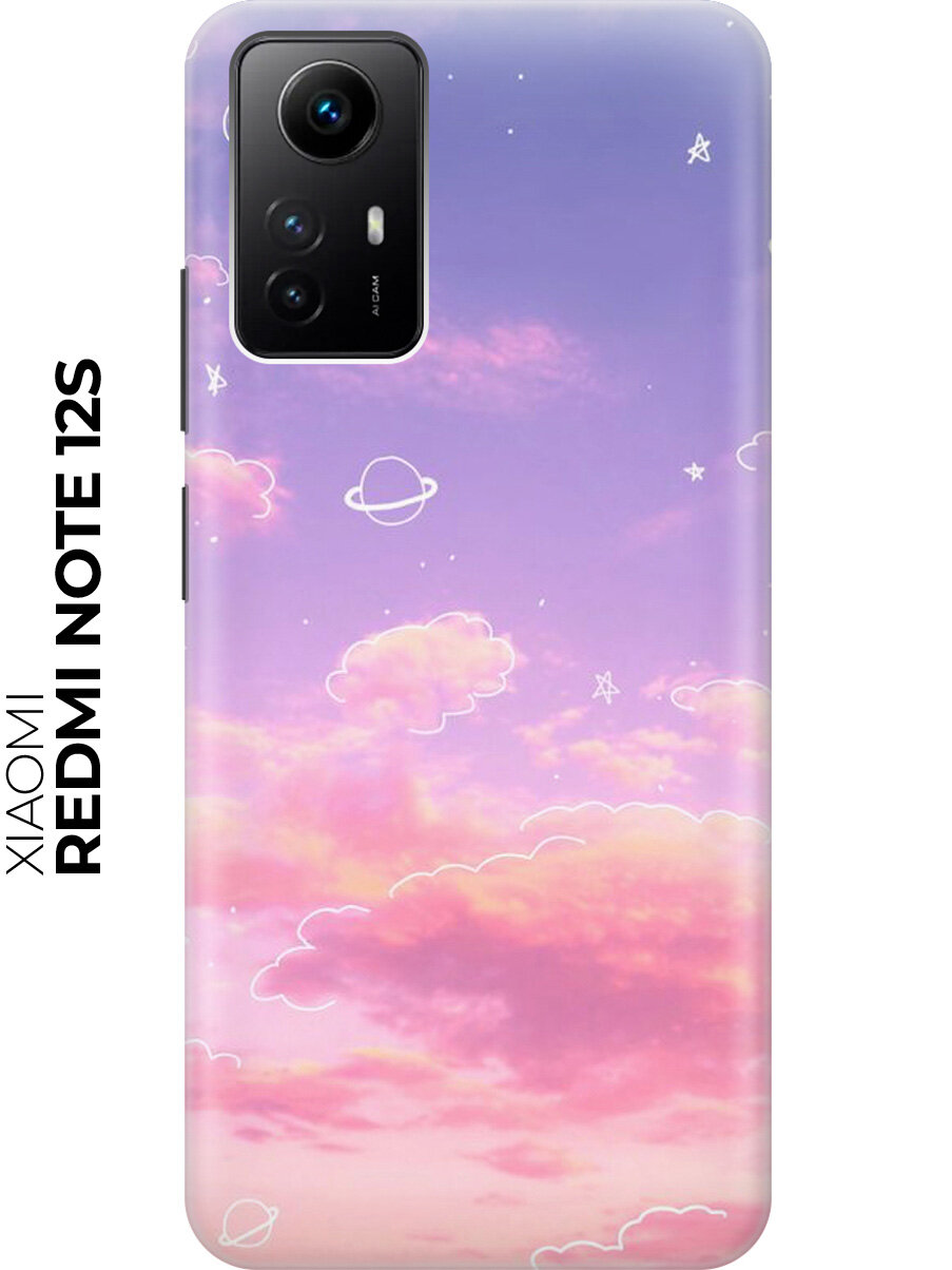 Силиконовый чехол на Xiaomi Redmi Note 12s / Сяоми Редми Ноут 12с с рисунком "Розовое небо и космос"