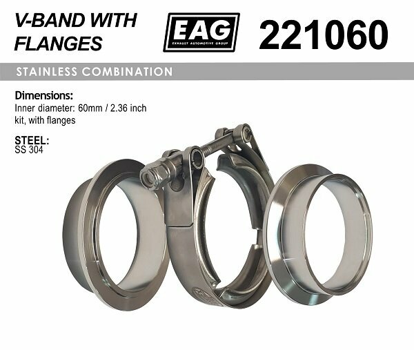 Хомут V-Band 60мм 2.36' к-т (с фланцами SS304) EAG 221060
