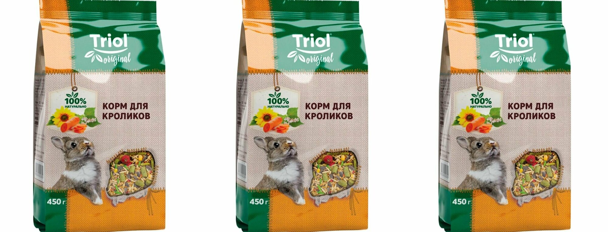 Triol Корм для кроликов, 450 г, 3 шт