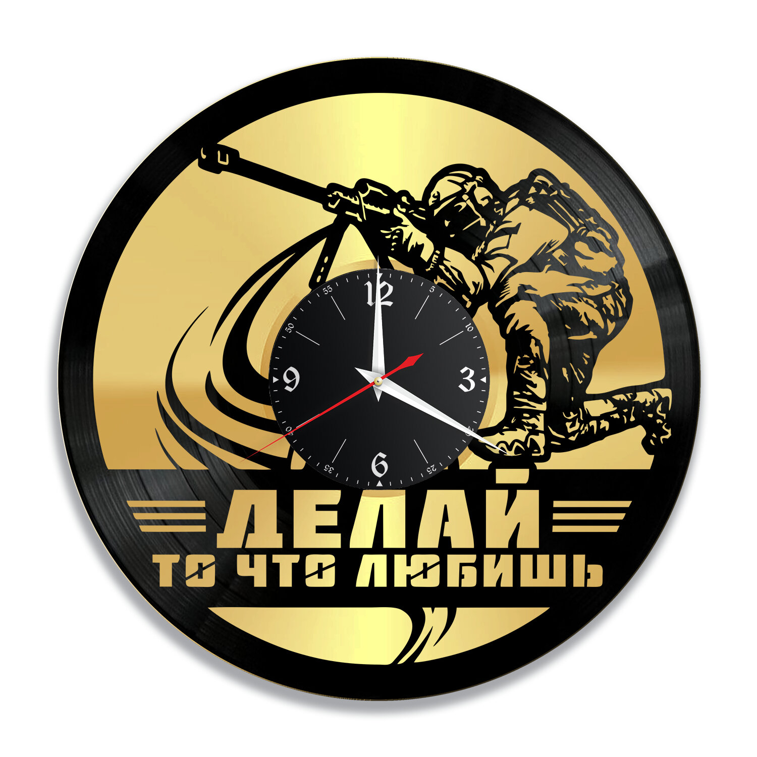 Часы настенные "Снайпер, золото" из винила, №1