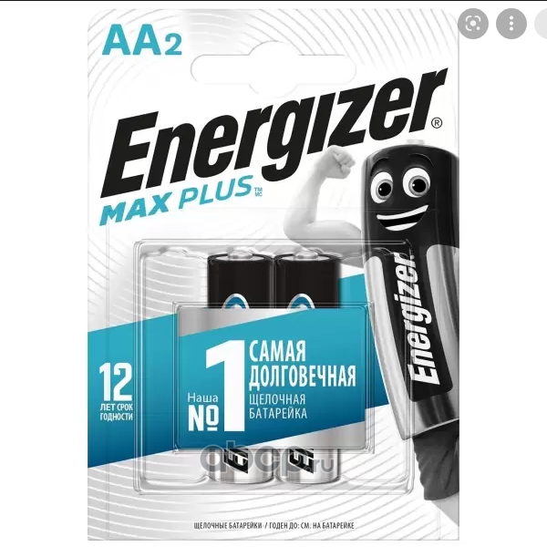 Батарейка алкалиновая Energizer Max Plus AA, в упаковке: 2 шт.