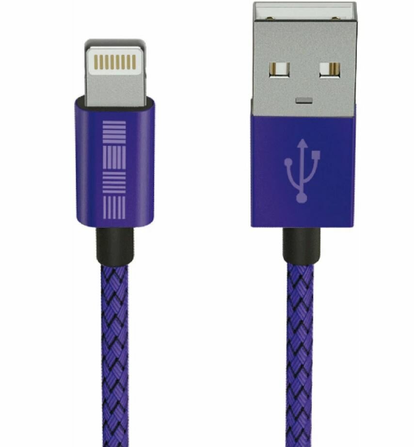 Кабель INTERSTEP, для iPhone/iPad, 1 м, нейлоновая оплётка, USB 2.0, Lightning