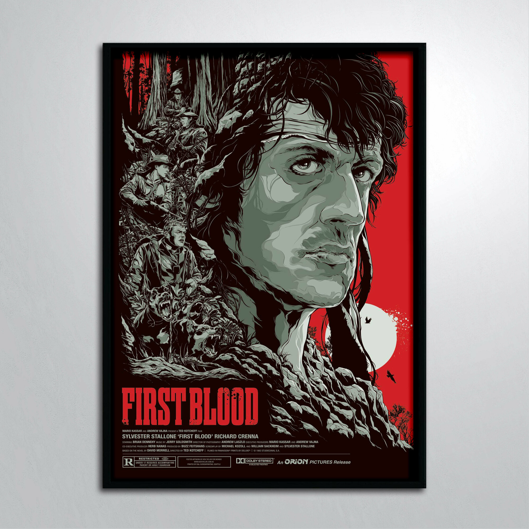 Постер без рамы/Рэмбо Первая кровь Сильвестр Сталлоне Красный Арт First Blood