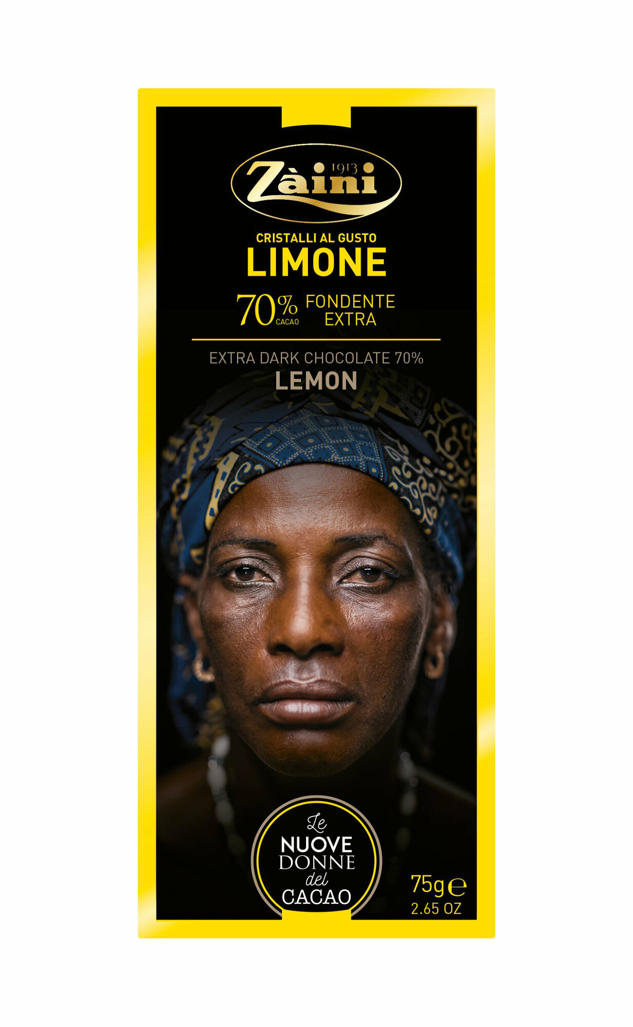 Zaini Темный шоколад 70% "Women of cocoa" со вкусом лимона, 75г