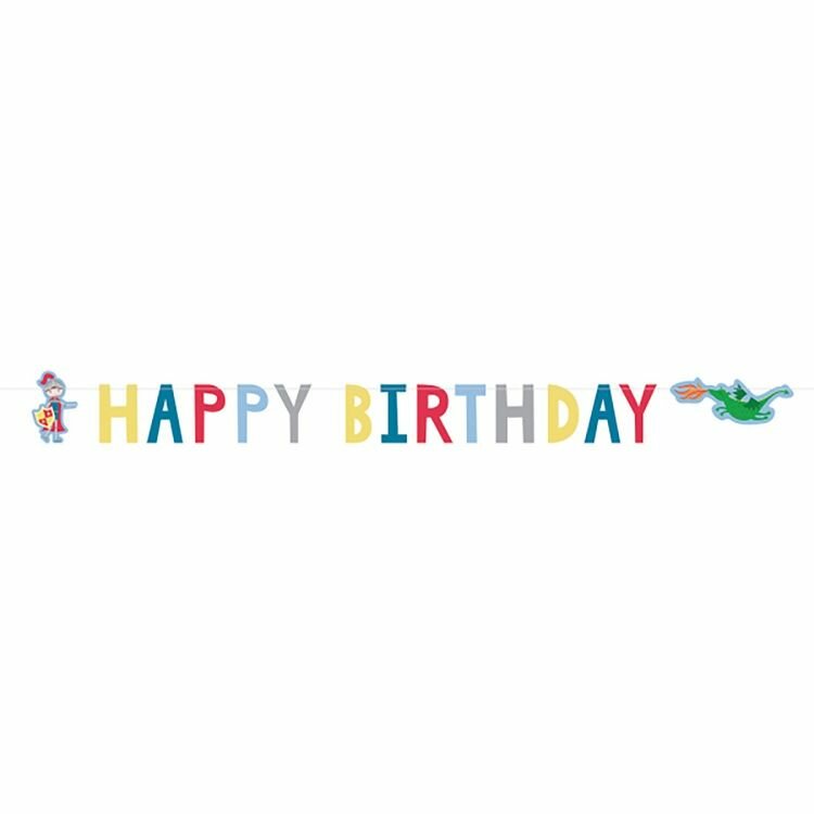 Гирлянда-буквы КНР Happy Birthday, Рыцарь и Дракон, длина 1.6 м