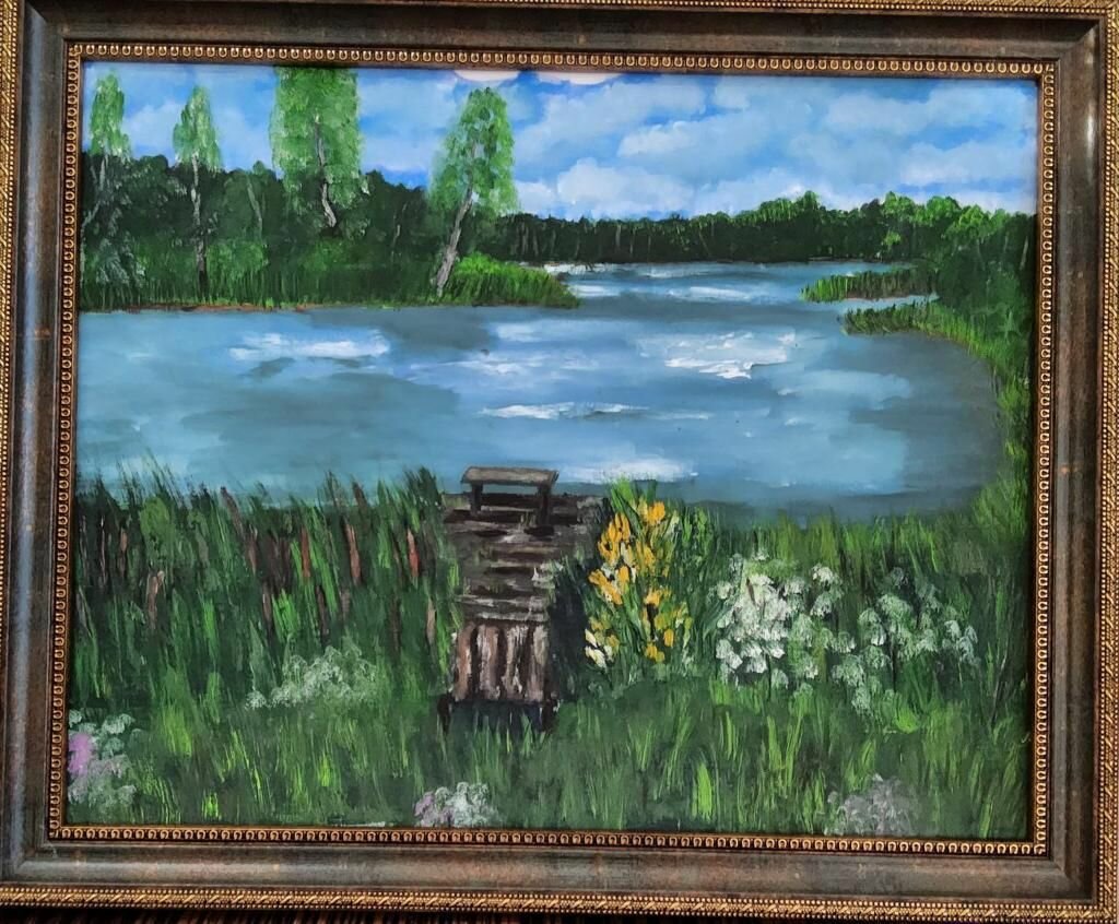 Картина в раме. Миляева Нина "Перед дождём", холст, масло, 40x50. Авторская живопись.