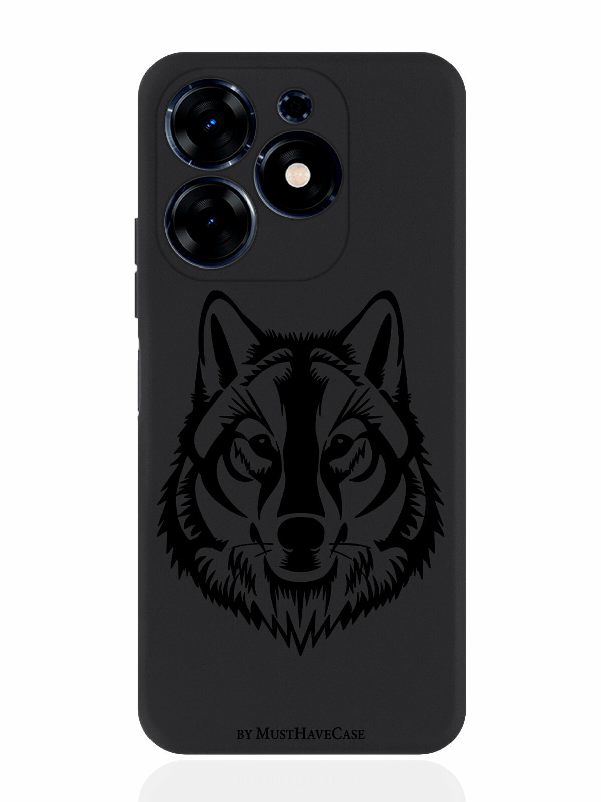 Чехол для смартфона Tecno Spark Go 2024 черный силиконовый Волк