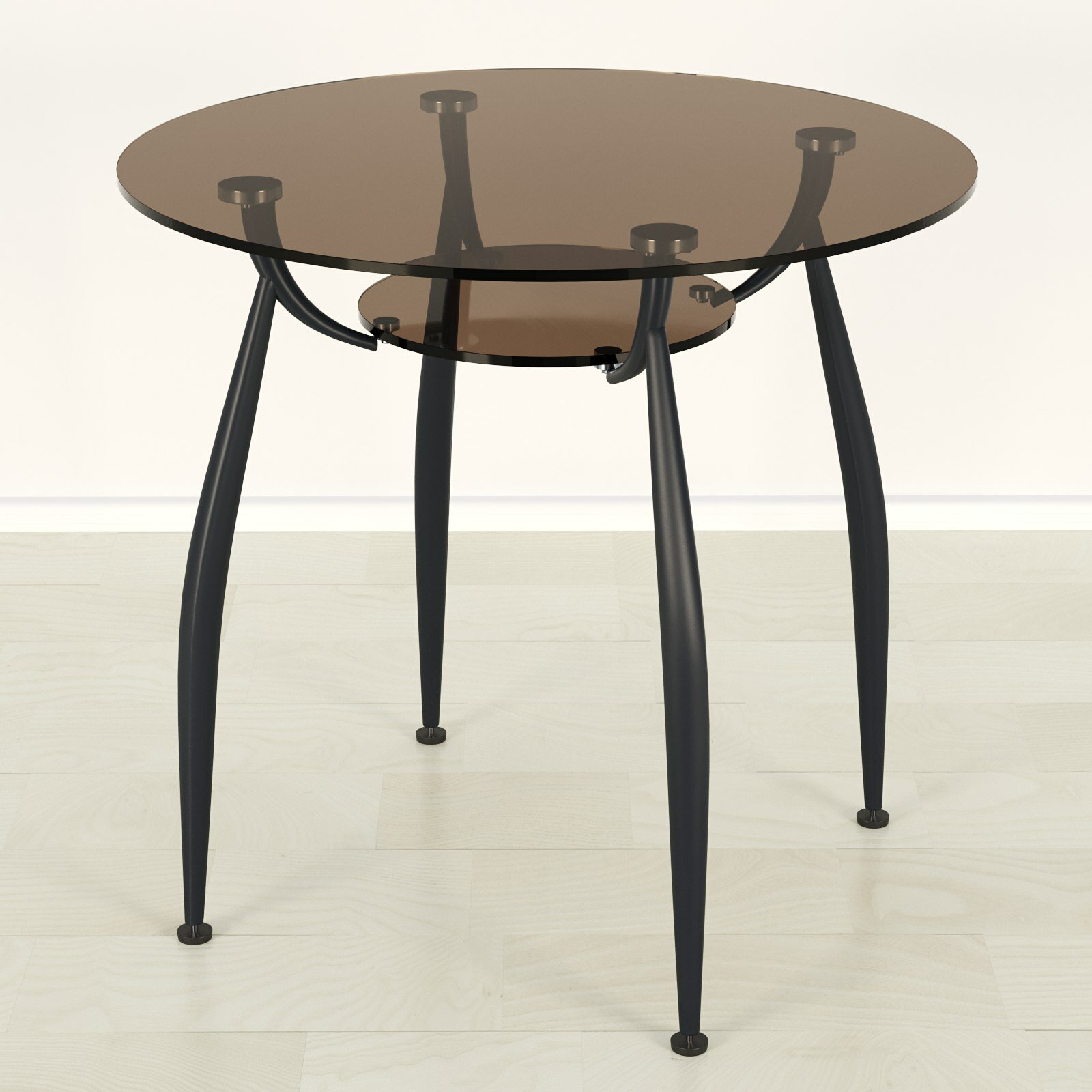 Круглый стеклянный стол Вокал 18-4 бронза/черный D90