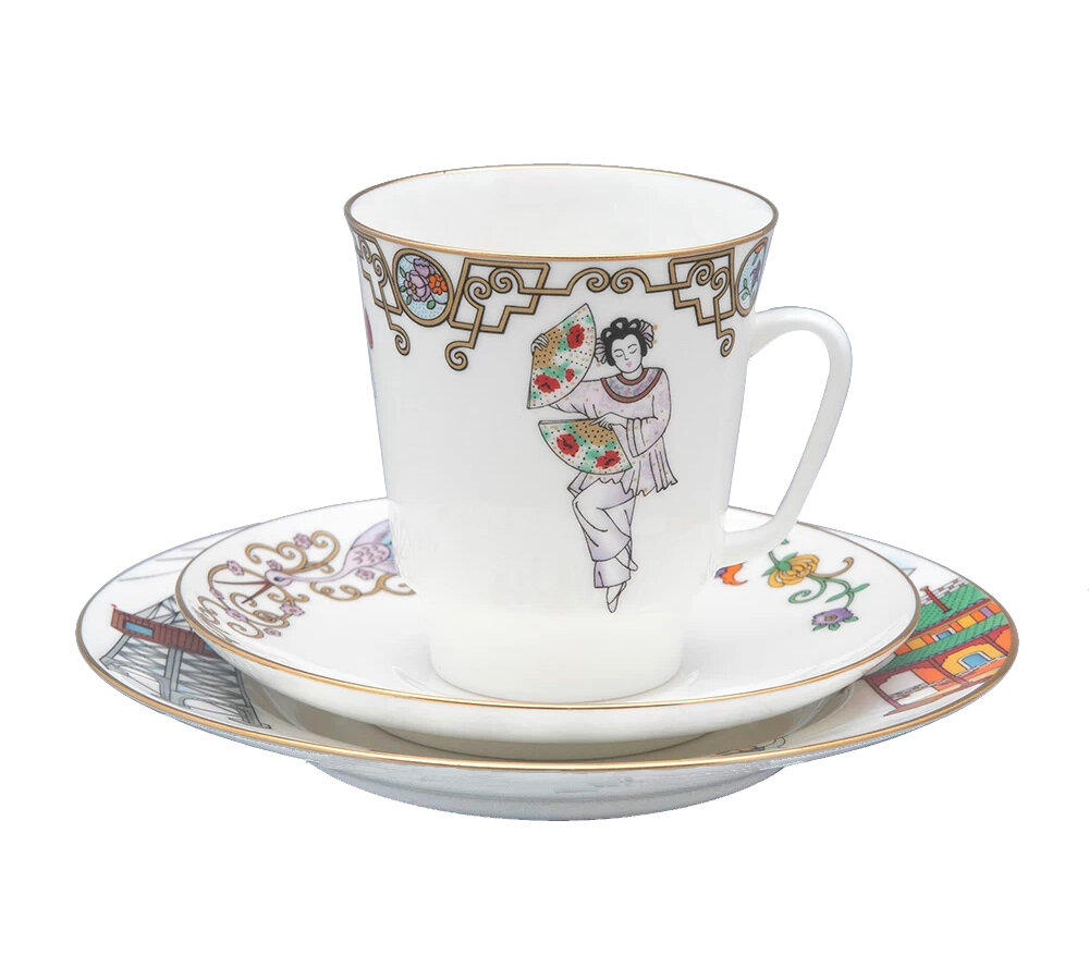 Набор кофейный ИФЗ Майская, Балет Красный мак, 3 предмета, костяной фарфор 81.31530.00.1