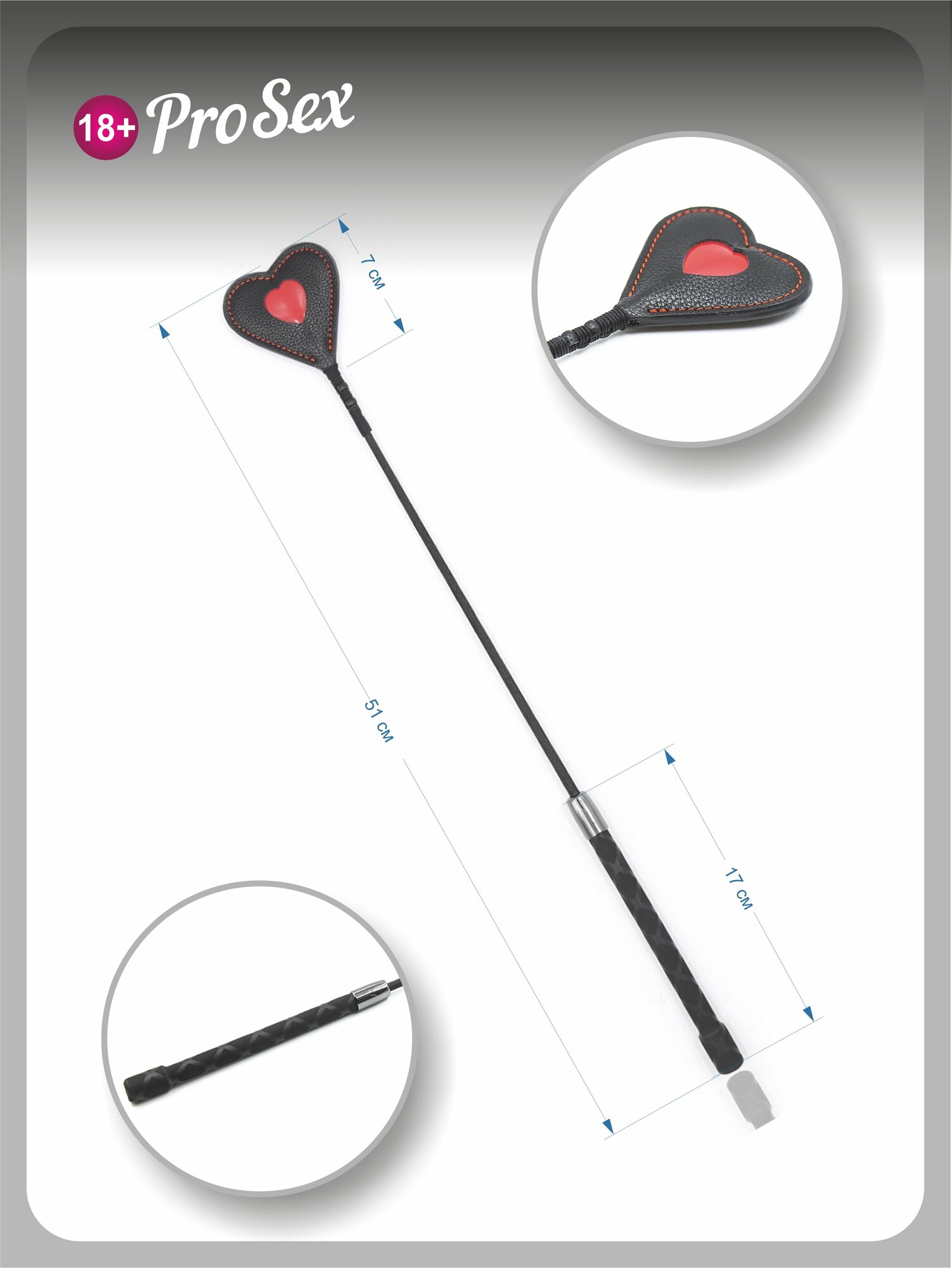 Стек-плетка сердце из экокожи , унисекс , черная , для бдсм практик