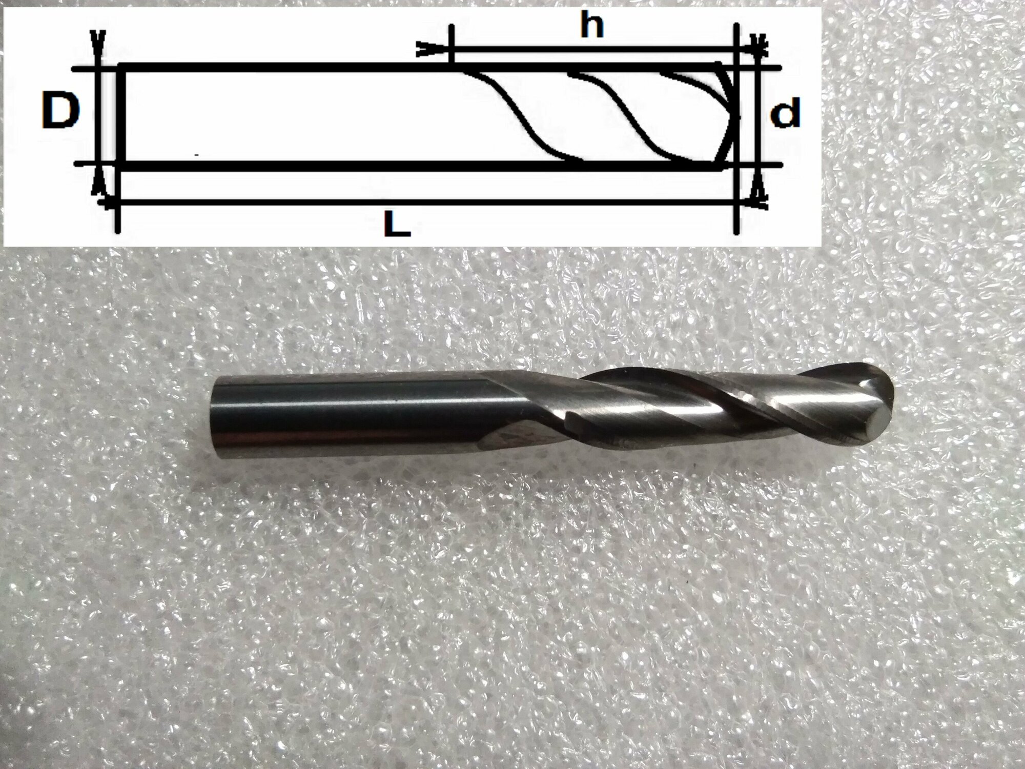 Спиральная двух перьевая сферическая (для 3D) SLQ625, d-6/ h-25/ D-6/ L-52. X series для чпу станка
