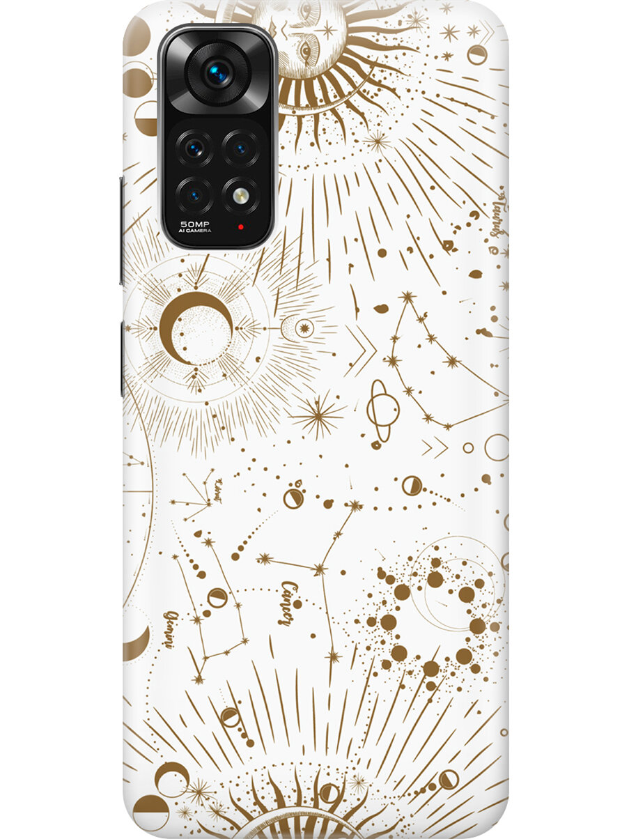 Силиконовый чехол на Xiaomi Redmi Note 11, Note 11S, Сяоми Редми Ноут 11, Ноут 11С с принтом "Карта звездного неба"