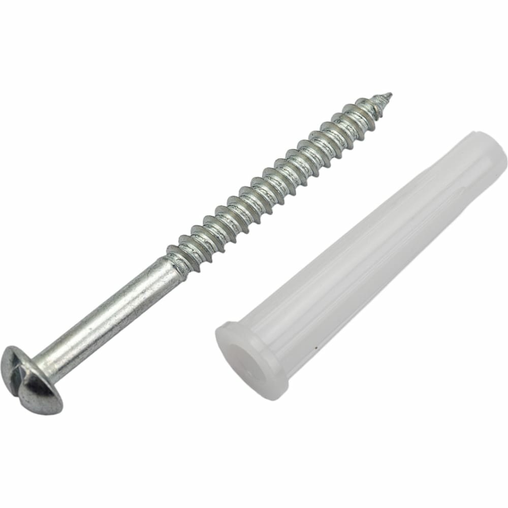 Набор vipкрепеж белый дюбель 8x45, шуруп 5x60 плоская головка, цинк, 3+3 шт. 11507 VIPS