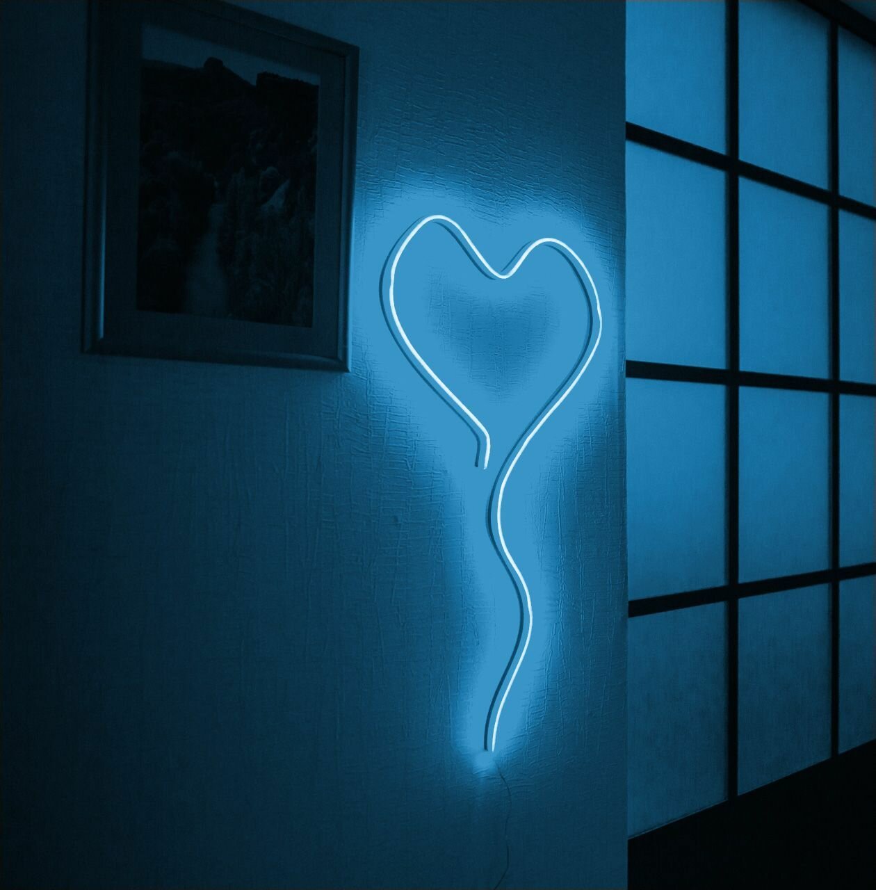 Неоновый светильник Elmarto Воздушный шар сердце, 60х33 см, бирюзовый