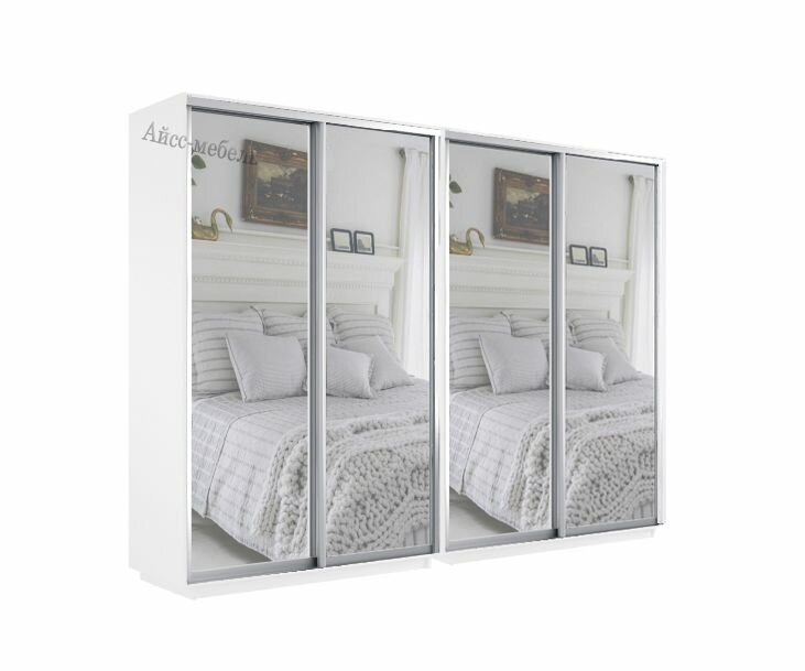 Система из двух шкафов-купе 3,2 Экспресс 4-х дверный 320 х 220 х 45 Зеркало Белый снег