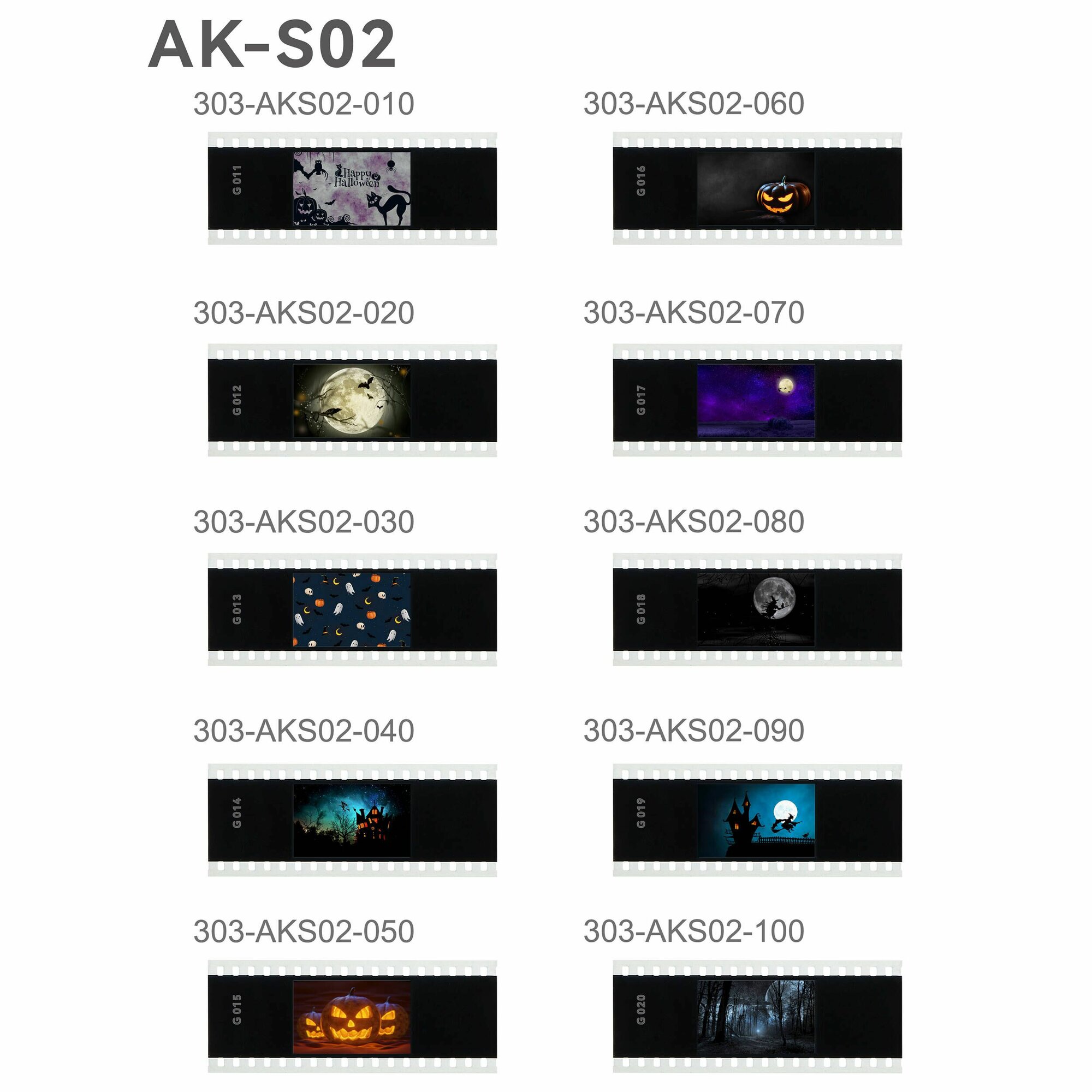 Набор слайдов Godox AK-S02, 10 проекционных слайдов с изображениями "Хэллоуин"