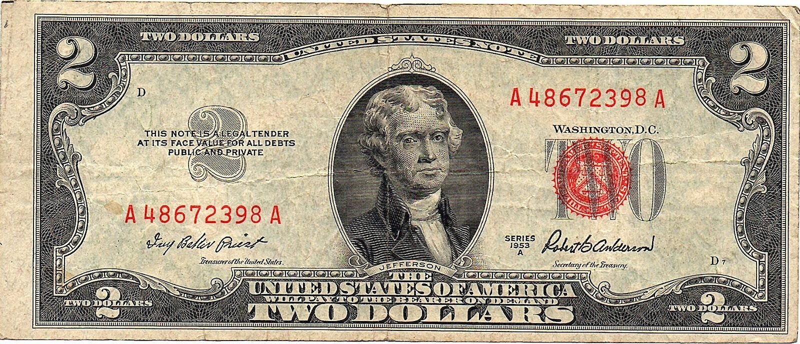 2 доллара 1953 год США 48672398