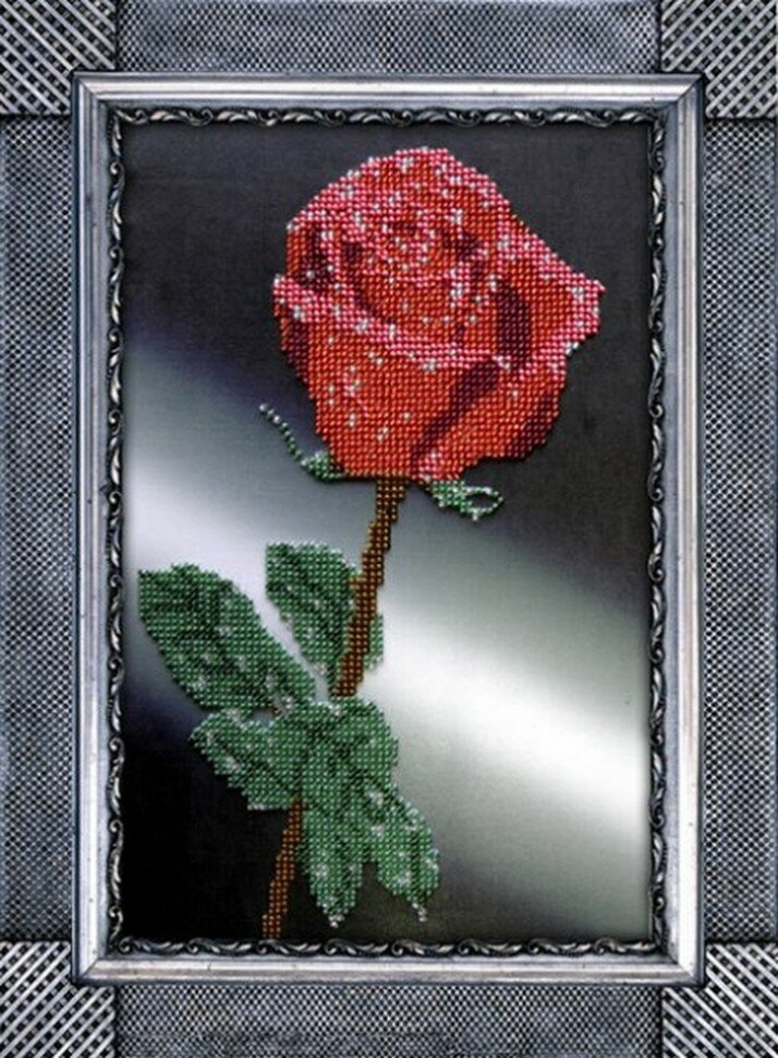 Набор для вышивания Вышиваем бисером #В-8 Роза, Вышивка бисером, 17 x 26 см