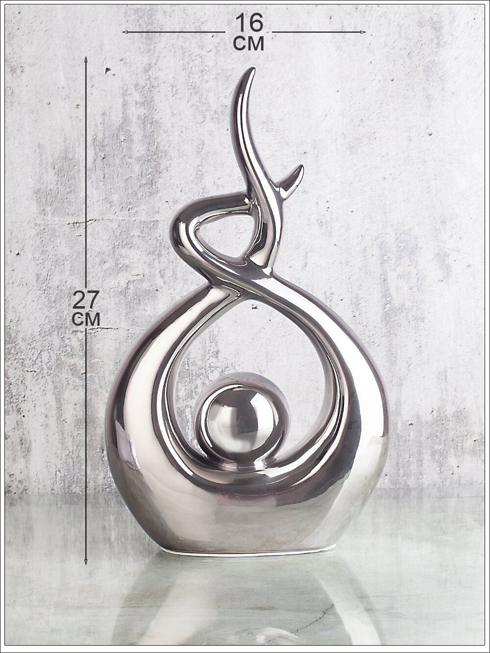 Статуэтка Винтаж серебристая малая (27х16 см)