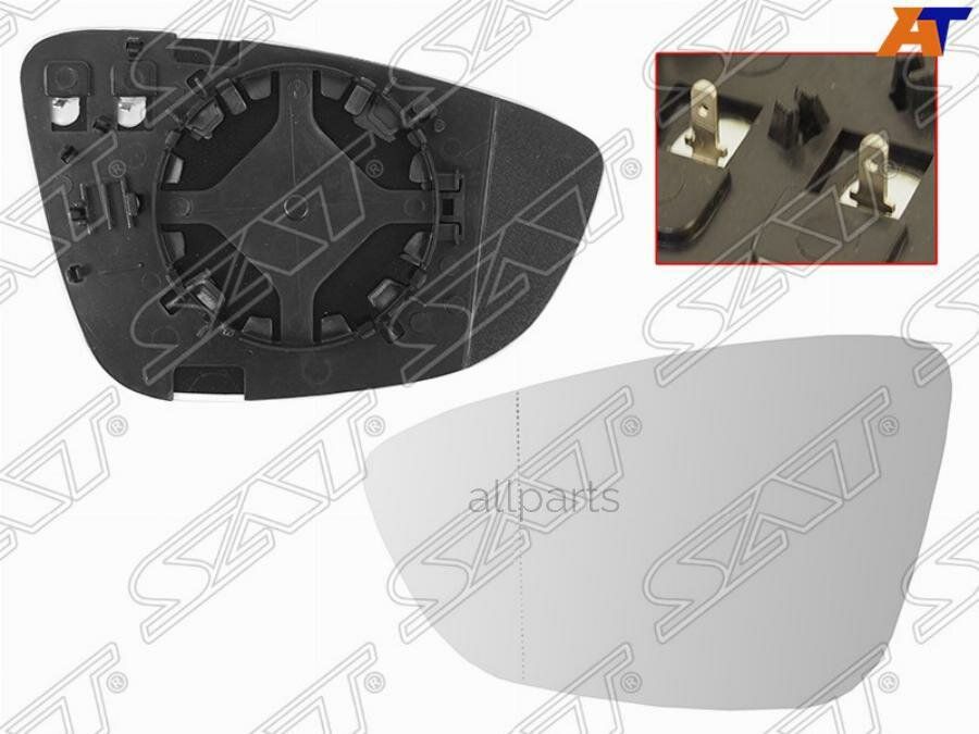 SAT ST-VW27-940G-2 Полотно зеркала Volkswagen Jetta 10-19 / Passat 10-15 (Слева/ Обогрев)