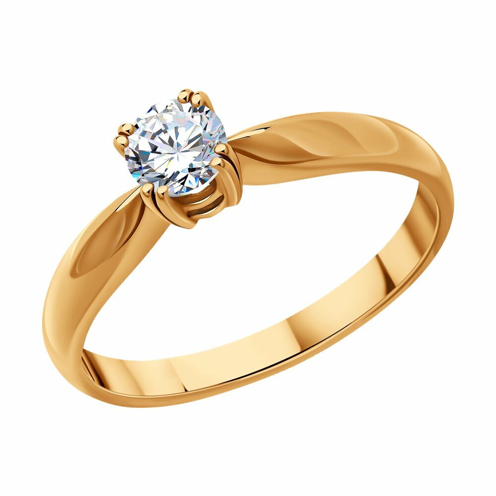 Кольцо помолвочное, красное золото, 585 проба, бриллиант