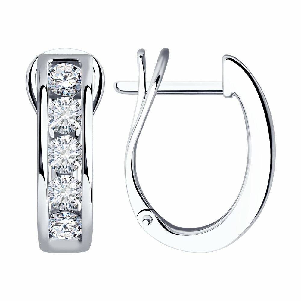 Серьги, белое золото, 585 проба, бриллиант выращенный