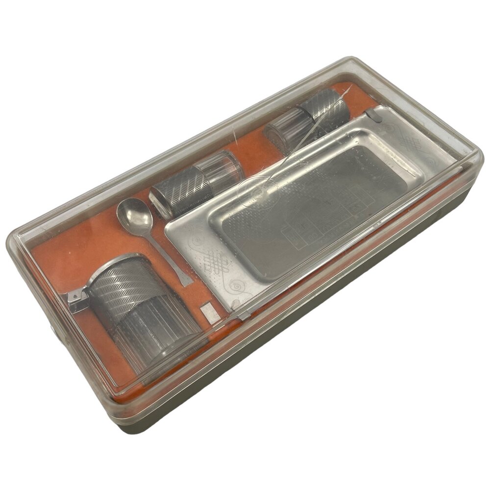 Набор для завтрака "Дорожный" (5 предметов в уп), сталь, пластмасса, 1980-1990 гг, г. Куйбышев, СССР