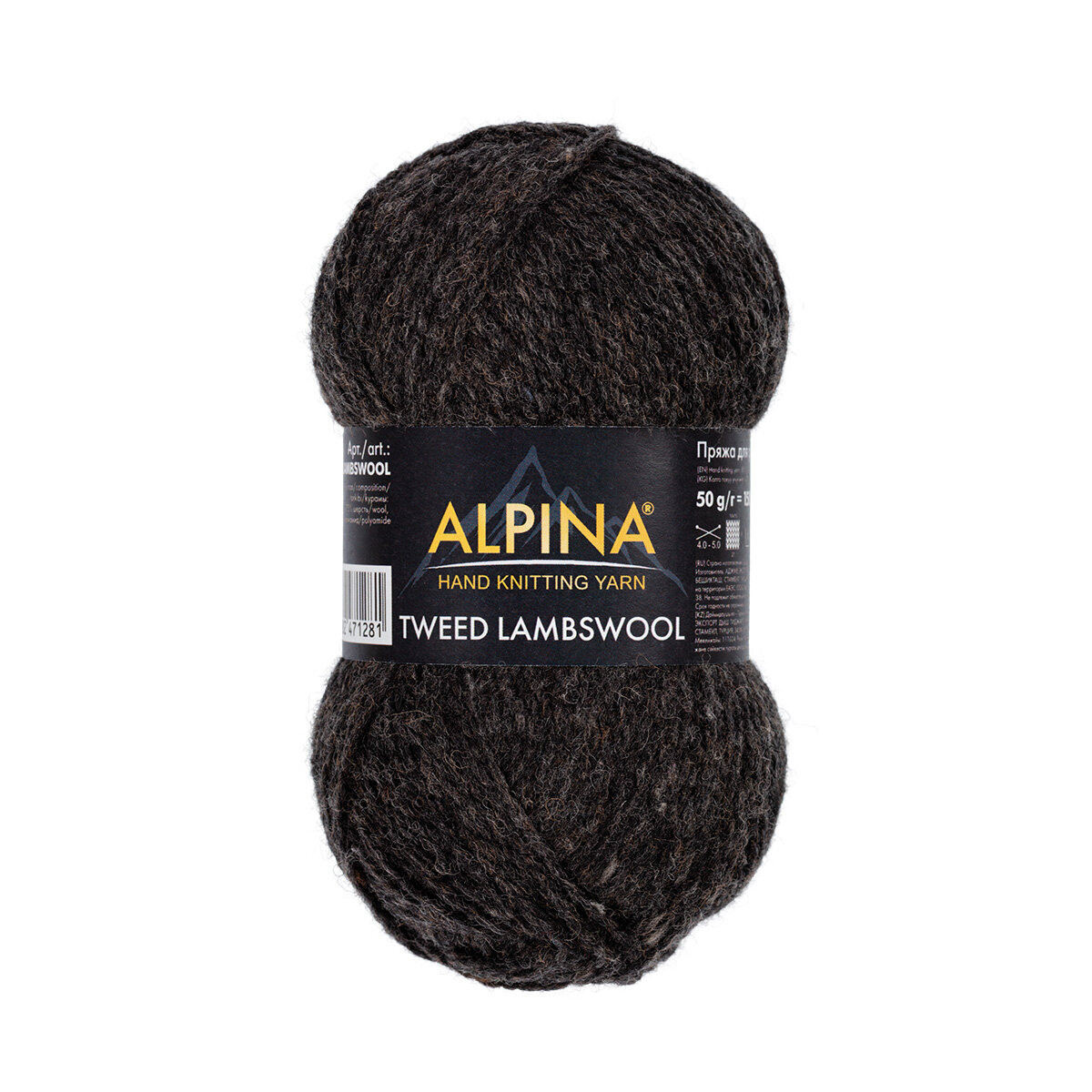 Пряжа ALPINA "TWEED LAMBSWOOL" 75% шерсть, 25% полиамид 50 г 150 м №11 черный