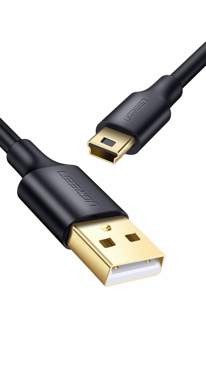 Кабель UGREEN US132 (10354) USB 2.0 A Male to Mini 5 Pin Male Cable. Длина: 0,5 м. Цвет: черный