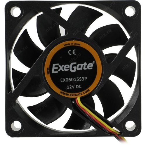 Вентилятор Exegate 60x60x15mm EX06015S3P, 3500rpm, 24dB(M), 0.08A, SLB, 3pin