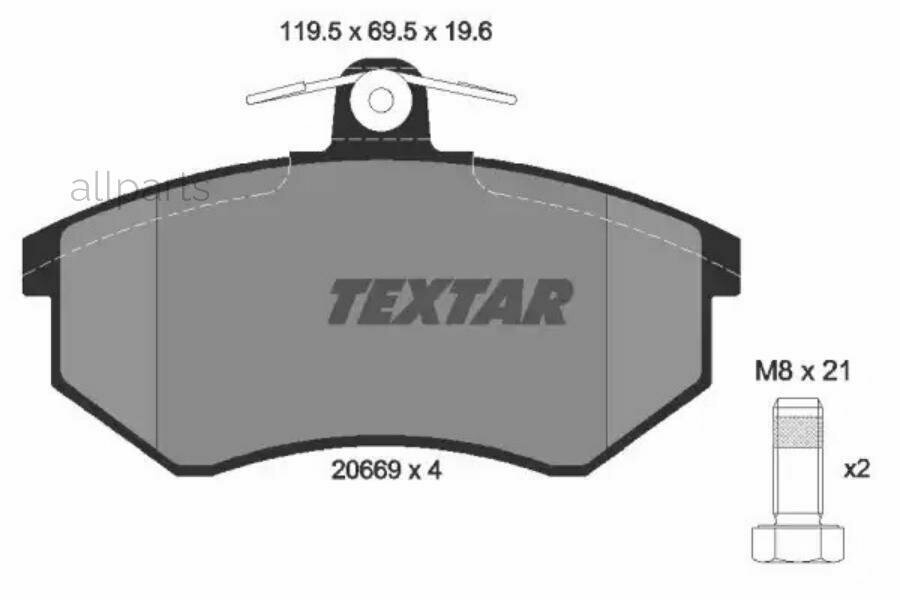 TEXTAR 2066921 Колодки тормозные передние TEXTAR 2066921