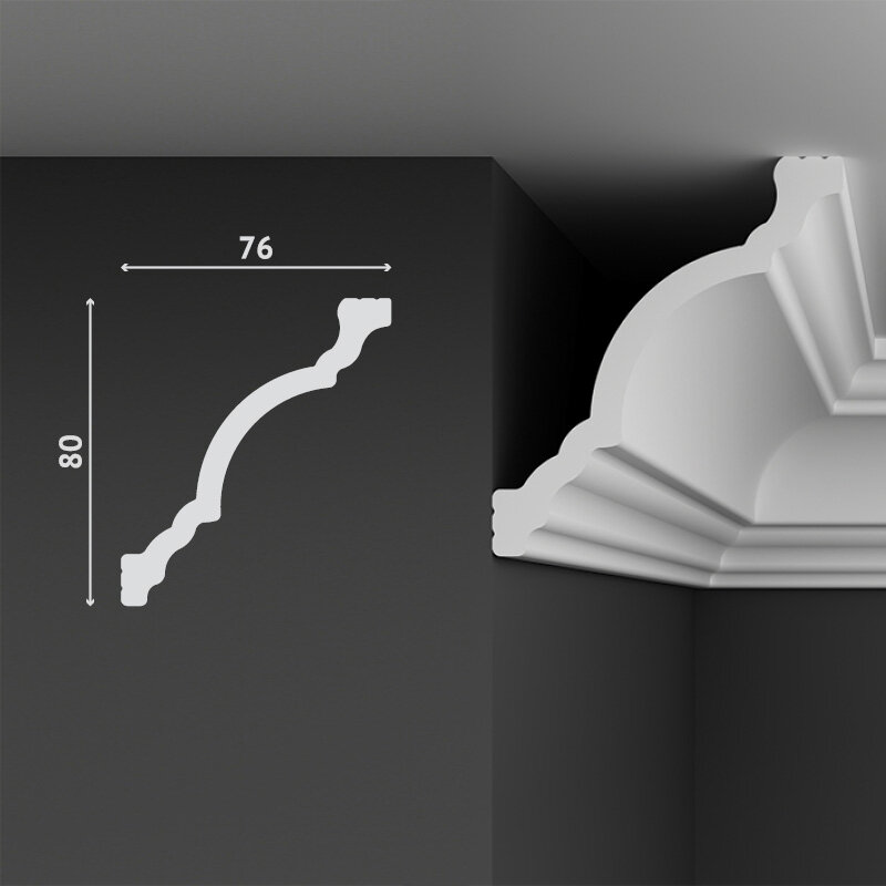 Плинтус потолочный дюрополимер Decostar (Декостар), 80х76х2000 мм, SK57 белый
